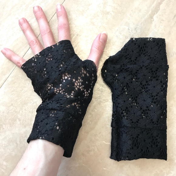 Hand Crafted | Accessories | Black Lace Gloves Gothic Wrist Covers Y2k ...